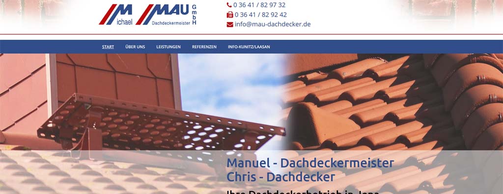 Neue Webseite Dachdeckerfachbetrieb Michael mau GmbH - adocom - Wir ...